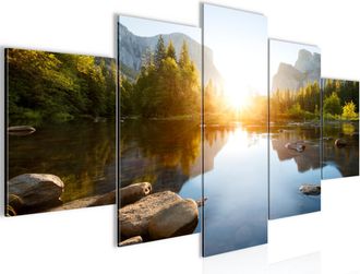 Runa Art Bilder Berge See Landschaft 200 x 100 cm 5 Teilig XXL Wanddekoration Design 044151a