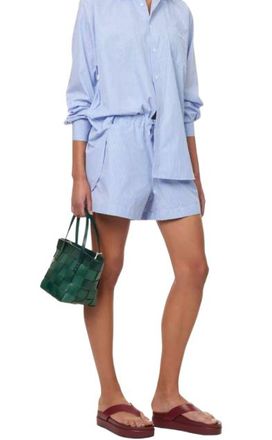 Hunza G Current Hunza G Blue Pinstripe Crinkle Shorts Tie Waist Size M