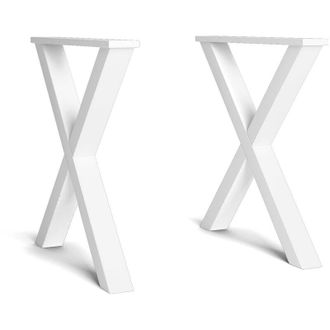 Skraut Home Skraut Home - Support - Pieds - Chevalet - en Forme de X - Pieds de table en bois massif - Salon - Salle &agrave; manger - Bureau - Laqu&eacute; blanc - 72x72cm