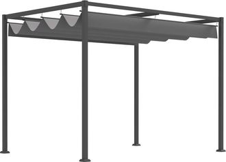 OUTSUNNY Pergola r&eacute;tractable OUTSUNNY - 2,98L x 2,13l x 2,22H m - Structure m&eacute;tal &eacute;poxy anticorrosion - Toile polyester haute densit&eacute; 180 g/m&sup2; incluse - Gris