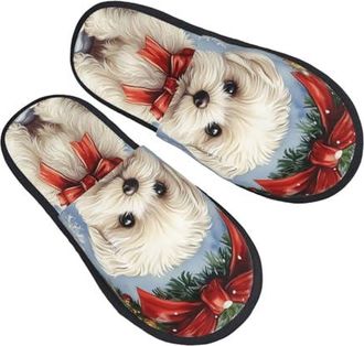 Generic Chien Flocon De Neige No&euml;l Pantoufles En Peluche Respirantes Pantoufles Moelleuses L&eacute;g&egrave;res Chaussons Pour Ext&eacute;rieur Unisex Homme M