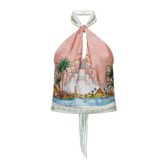Casablanca Seiden-Oberteil mit offenem R&uuml;cken - - Tops - Damen - Rosa - M