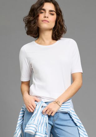 Flashlights T-Shirt FLASHLIGHTS, Damen, Gr. 40/42, wei&szlig;, Single Jersey, Obermaterial: 100% Baumwolle, unifarben, Basic, figurumspielend h&uuml;ftbedeckend, Rundhals, a