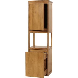 Hhg neuwertig] Teak-Hochschrank 496, Badschrank Badregal Badezimmer, hochwertiges B-Grade-Teak (Kernholz, 20-30 Jahre), 141x41x36cm