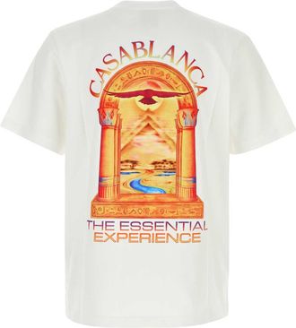 Casablanca Mens White Cotton T-Shirt Hermonsmiragearch Exterior: Organic Maglieria Sweater