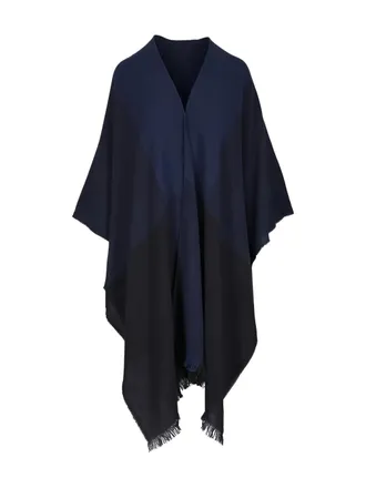 Akris colourblock fringed scarf - Blau