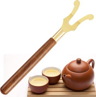 Generico Teedeckelhalter - Holzgriff Deckelhalter - Ergonomischer Metallst&auml;nder f&uuml;r hei&szlig;en Tee Kung Fu, japanische Rostbest&auml;ndigkeit mit zertifizierten Salzsta