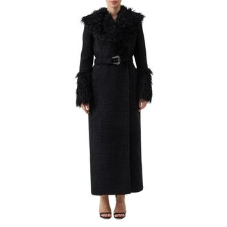 Versace Jeans Couture Maxi-Mantel in Tweed-Lurex - - Coats - Damen - Schwarzk - S