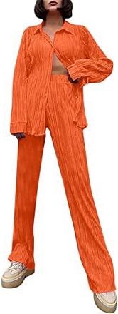 Generic 2026 Ensemble Pantalon Deux Pi&egrave;ces pour Femme Chemise Boutonn&eacute;e Florale Taille Haute Style Streetwear d&Eacute;t&eacute; Confortable et Tendance