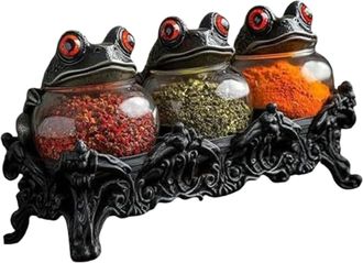 Generic Froschdosen - Salzpfeffer Gew&uuml;rzgl&auml;ser, Dekorative K&uuml;chen-Aufbewahrungsgl&auml;ser, Luftdichter Gew&uuml;rzorganizer Mit Niedlichem Statuestil | Praktischer Vor