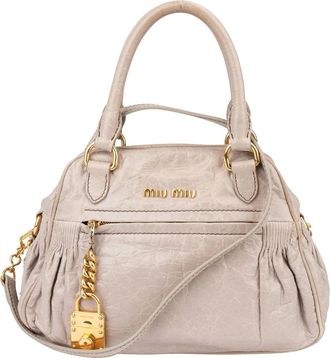 Miu Miu Crossbody Bags - Miu Miu Grey Leather City Handbag - Gr. unisize - in Bunt - f&uuml;r Damen