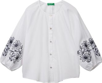 Benetton Damen Camicia 5vzcdq0bn Hemd, Weiß, X-Small