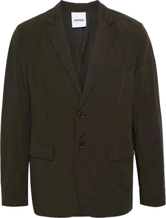 Aspesi Homme, Vestes, Vert, Taille: 2XL Blazer en nylon simple boutonnage