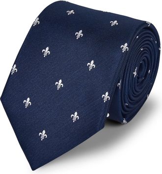 CHARLES TYRWHITT Krawatte aus Seide mit heraldischen Lilien - Franz&ouml;sisches Blau