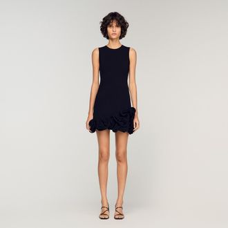 Sandro Robe courte en maille &agrave; fleurs