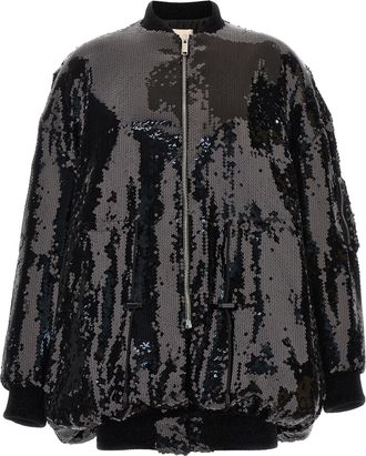 Alexandre Vauthier All-Over Sequined Bomber Jacket - Black