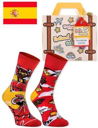 Rainbow Socks Femmes Hommes Chaussettes Espagne Valise - 1 Pair - Corrida Flamenko Football Paella -Taille 36-40