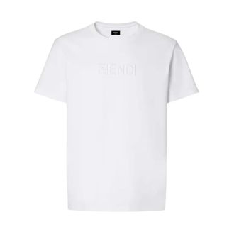 Fendi Baumwoll-T-Shirt mit Rundhalsausschnitt - - Tops - Herren - Wei&szlig; - S