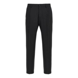 Dolce & Gabbana Homme, Pantalons, Noir, Taille: 2XL Pantalon en Coton Stretch avec Broderie