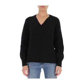 Michael Kors Femme, Pulls, Noir, Taille: 38 FR Pull V-col c&ocirc;tel&eacute;