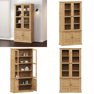 vidaXL Vidaxl - Vitrine vigo 85x35x170 cm Massivholz Kiefer - Holzvitrine - Vitrine Aus Massivem Holz - Kiefernholzm&ouml;bel - Regal Mit T&uuml;ren - Landhaus Stil