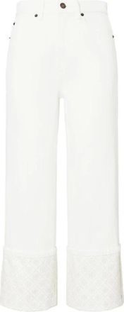 Tory Burch Femme, Jeans, Blanc, Taille: W29 Jean &Eacute;vas&eacute; 7/8 Taille Moyenne