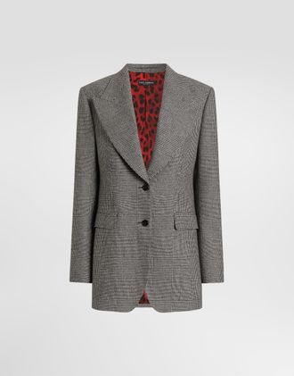 Dolce & Gabbana Sakko Aus Flanell Mit Einreihiger Knopfleiste In Prinz-von-wales-karo - Frau Blazer Multicolor 40