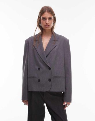 Asos Blazer in Grau meliert mit kastigem Schnitt