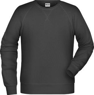 James & Nicholson Herren Raglan Sweatshirt - Sweatshirt im Raglanschnitt aus Bio-Baumwolle | Farbe: black | Grösse: 3XL
