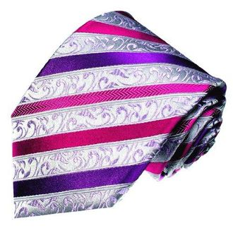 Lorenzo Cana Cravate en soie italienne 100% soie - violet rose blanc