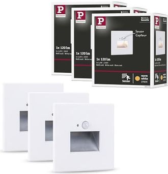 Paulmann 5271 Kit LED encastr&eacute;s muraux Edge jeu de 3 80x42mm 3x1,2W 3x25lm 230V 2700K blanc d&eacute;poli