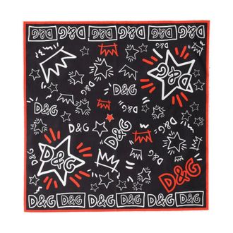 Dolce & Gabbana Femme, Accessoires, Multicolore, Taille: ONE Size Foulard en coton imprim&eacute; couronne
