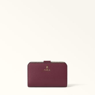 Furla Camelia Kompaktes Portemonnaie M Red Apple Rot Strukturiertes Leder Damen