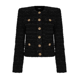Balmain Femme, Vestes, Noir, Taille: 38 FR Blazer en tweed