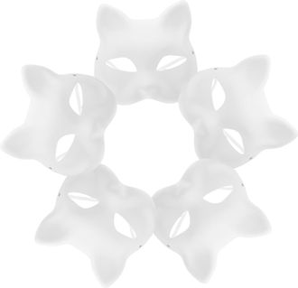 Hemobllo 5 Stück Teiliges Weiße Katzenmasken aus Papier zum Bemalen DIY Tiermasken für Karneval Maskenball Halloween und Cosplay Party Gesichtsmaske für Kreati