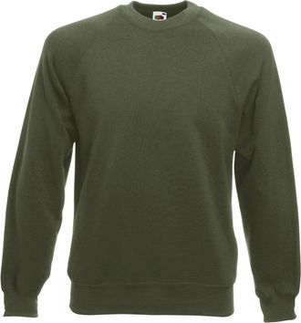 Fruit Of The Loom Herren Pullover, Raglan, erhältlich in 13 Farben - Grün - Classic Olive - Größe L L,Grün - Classic Olive
