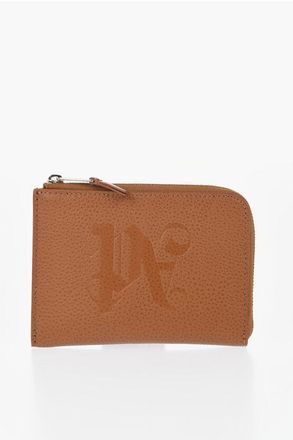 Palm Angels Geldb&ouml;rse aus strukturiertem Leder mit Rei&szlig;verschluss in Braun