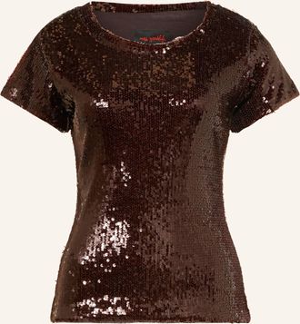 Miss Goodlife Miss Goodlife T-Shirt Glamour Glow Mit Pailletten braun