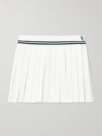 Sporty & Rich Abigail Minirock Aus Cr&ecirc;pe De Chine Mit Stickerei Und Streifen - Wei&szlig;