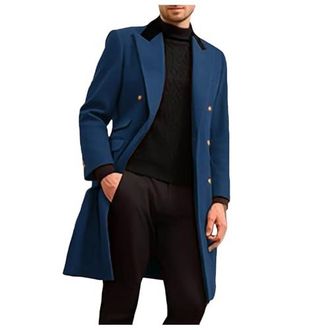 Generic Manteau Homme Hiver Long,Mens Anoraks - Manteau dhiver pour homme veste style mode long en laine confort et chaleur sans compromis (Blue, XXL)