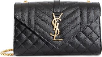 Saint Laurent Envelope Small in Quilted Grain De Poudre