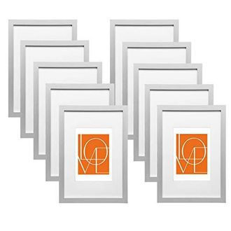 Woltu Lot de 10 Cadre Photo A4 21x30cm en Bois, Cadre pour Poster avec Passe Partout, Suspendre Horizontalement ou Verticalement, D&eacute;coration Murale ou sur T