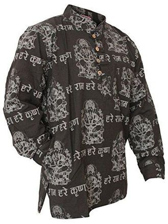 Shopoholic Fashion Hommes L&eacute;ger Festif Hippie Chemise - Noir, 4XL