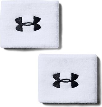Under Armour Unisex UA Performance Wristband, 2er-Pack schwei&szlig;ableitendes Fitnessband, flexibles Schwei&szlig;band mit Logo