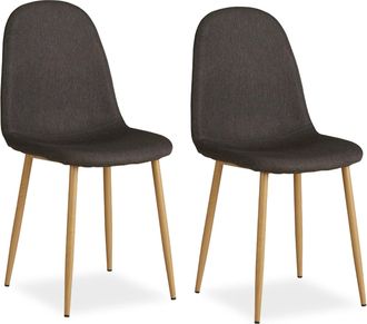 Homestyle4u 2339, Esszimmerstühle 2er Set Stühle Grau Anthrazit 2 Stück Wohnzimmer Esszimmer Küchenstuhl Polstersessel Polsterstuhl