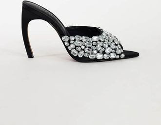 Topshop Artemis mule &agrave; talon banane avec strass cousus &agrave; la main en noir