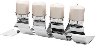 Fink Twister/Leuchter, 4flm., Silber, Metall, 14 cm x 14 cm, Tischplatte, Home Decor