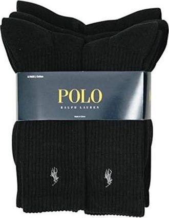 Ralph Lauren Polo Ralph Lauren Lot de 6 paires de chaussettes classiques c&ocirc;tel&eacute;es pour homme, noir, 10-13