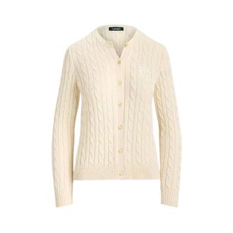 Ralph Lauren Zopfstrick-Cardigan mit Rundhalsausschnitt - - Knitwear - Damen - Beige - M