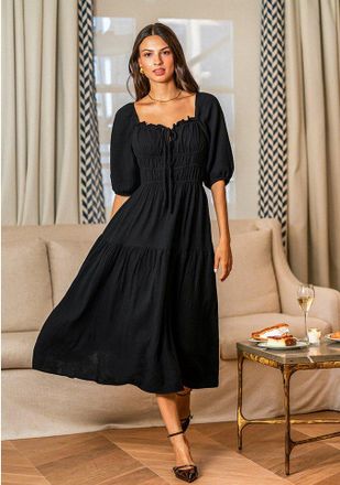 Cupshe Abendkleid Honig & Nebel Schwarzes Midikleid